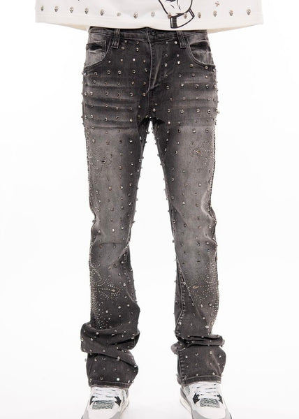 Vicious “Embellished Rhinestone” Flare Grey Jeans – Era Clothing Store