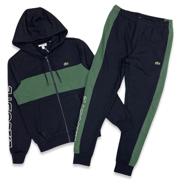 Men’s Fleece Block Jogging Set In Navy/Green – Era Clothing Store