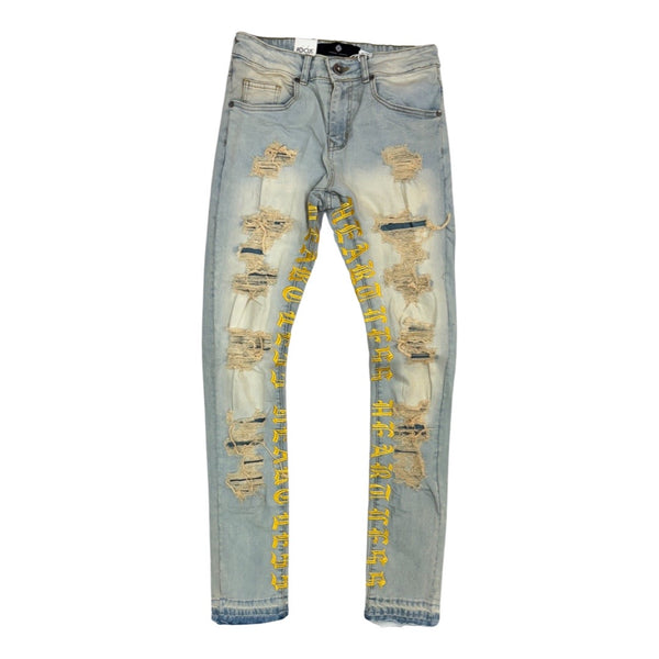 Focus Yellow Heartless Letter Jeans (3669) – Era Clothing Store